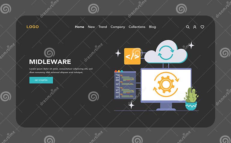 Middleware Concept with Cloud Computing Stock Vector - Illustration of coding, communication ...