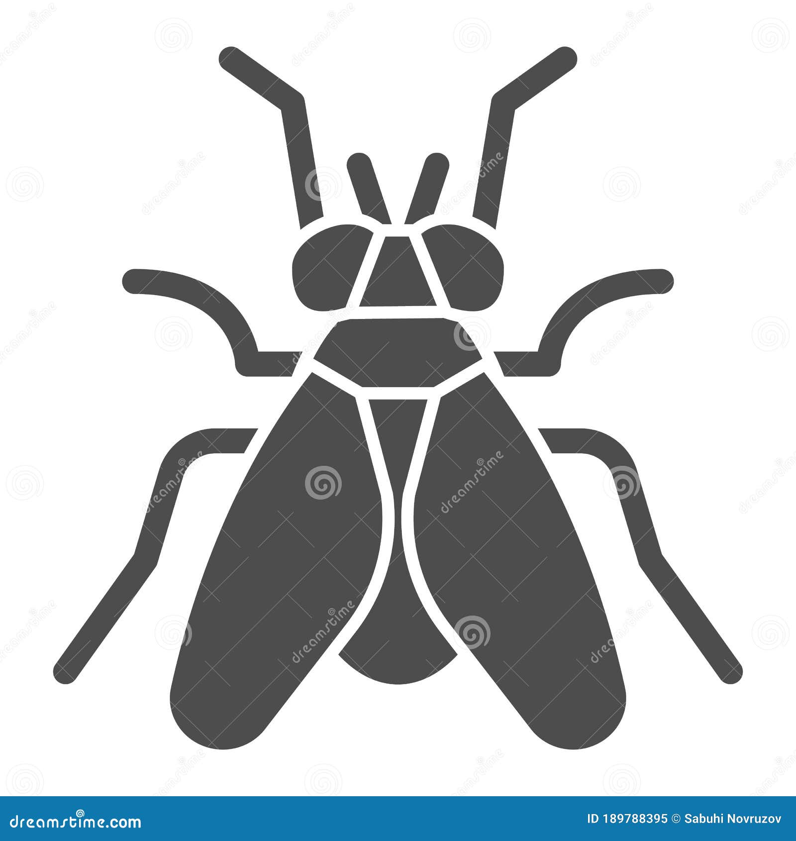 Midge Solid Icon, Insects Concept, Fly Sign on White Background, Midge ...