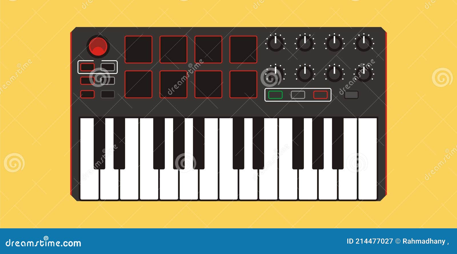 Midi controller keyboard stock vector. Illustration of brand - 214477027