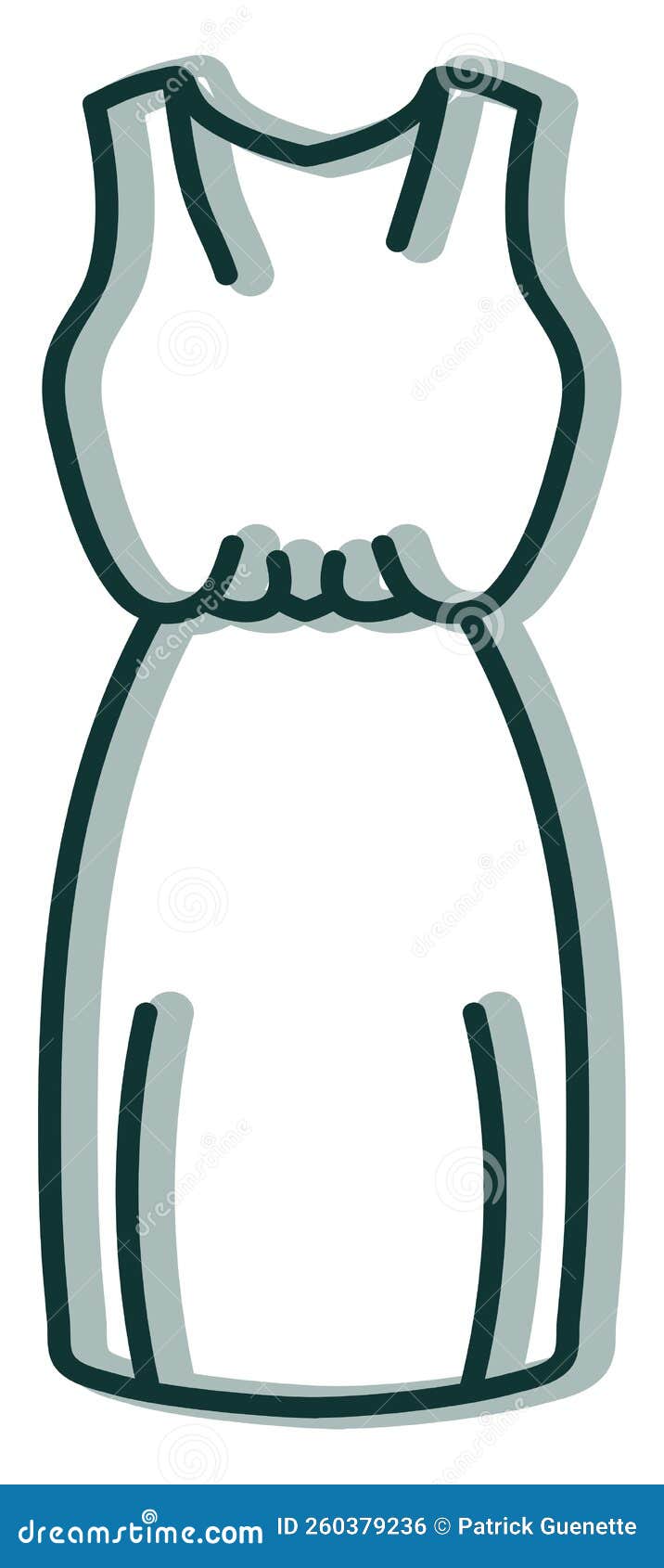 Midi Dress In Cartoon Style Stiker On White Background On Isolated ...