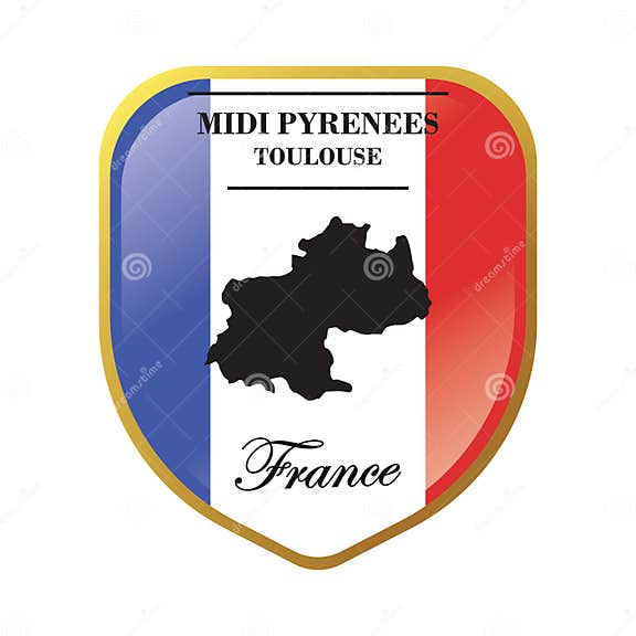 Midi Pyrenees Map Label. Vector Illustration Decorative Design Stock ...