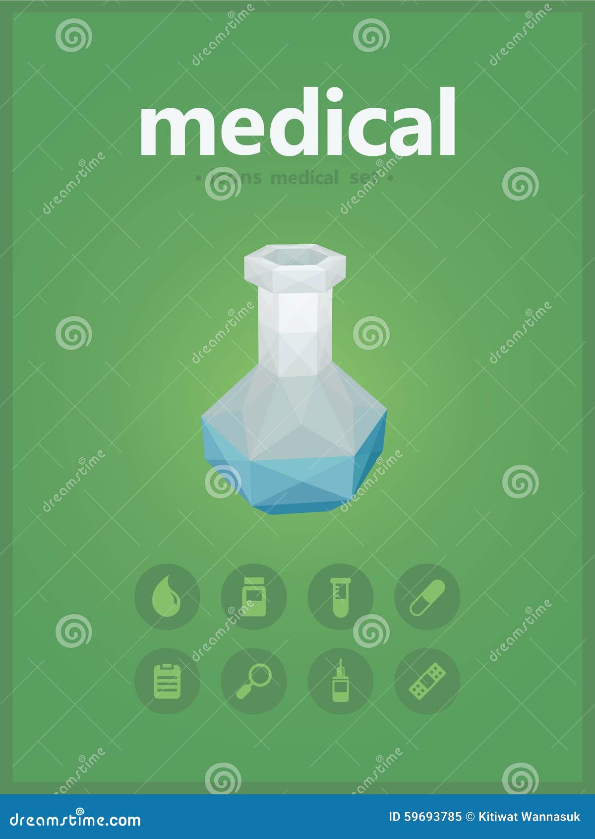 Midical Icons Set with Vitro Polygon Style Stock Vector - Illustration ...