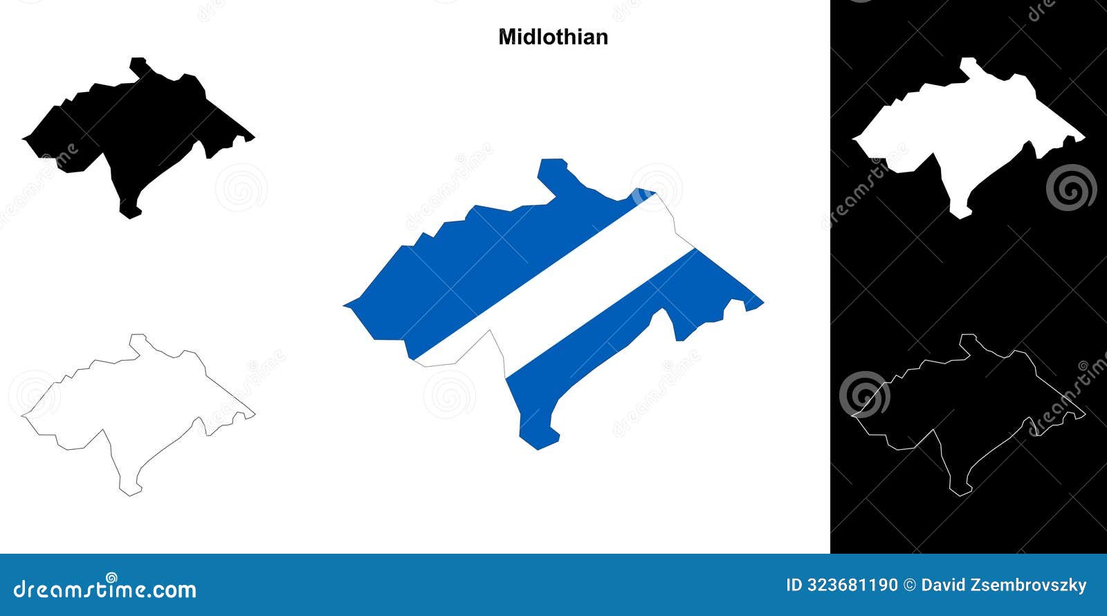Midlothian outline map stock vector. Illustration of detailed - 323681190