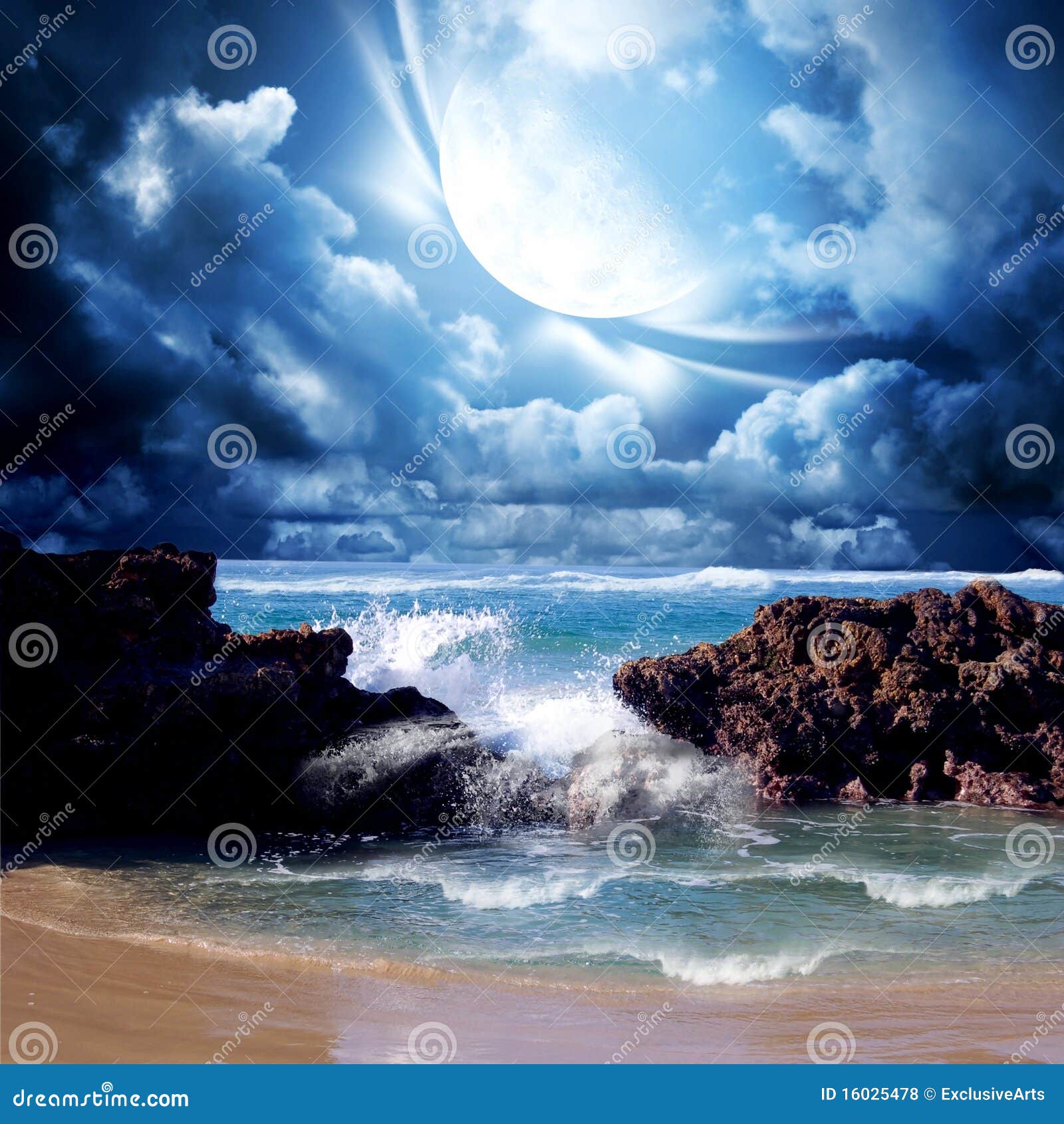 At Midnight stock photo. Image of sand, clouds, moon - 16025478