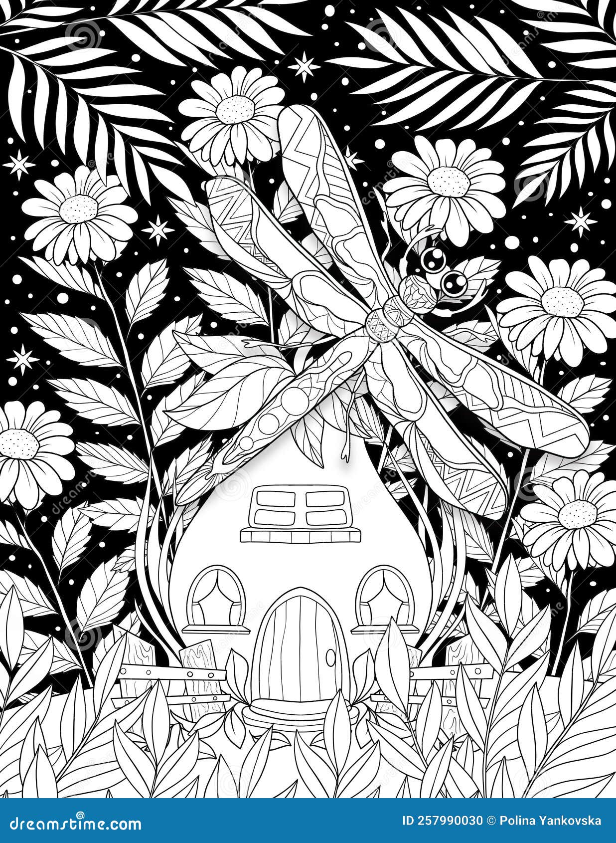 Midnight Bugs Insects Coloring Page for Adult Stock Illustration ...