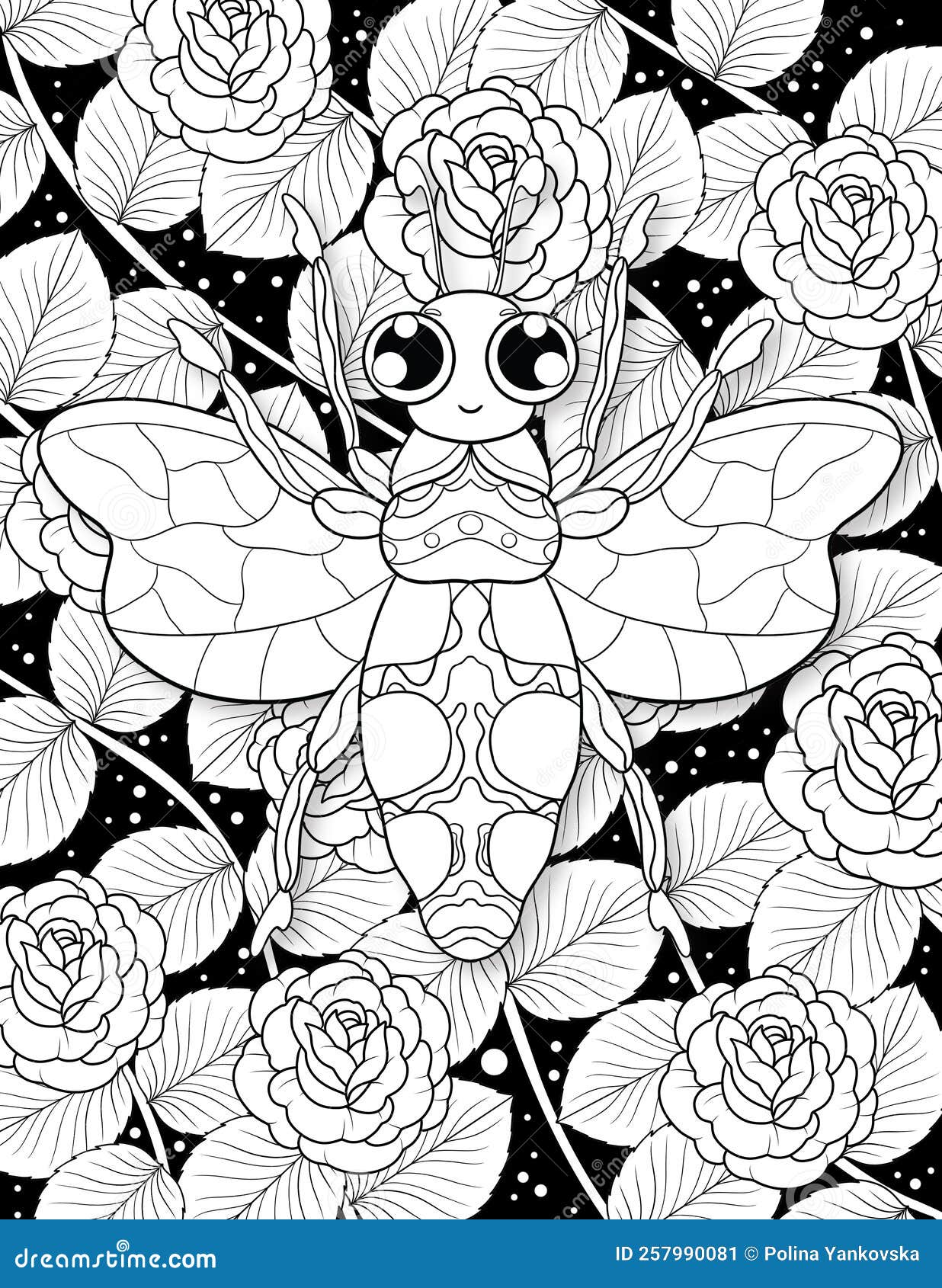 Midnight Bugs Insects Coloring Page For Adult Royalty-Free Stock Photo ...