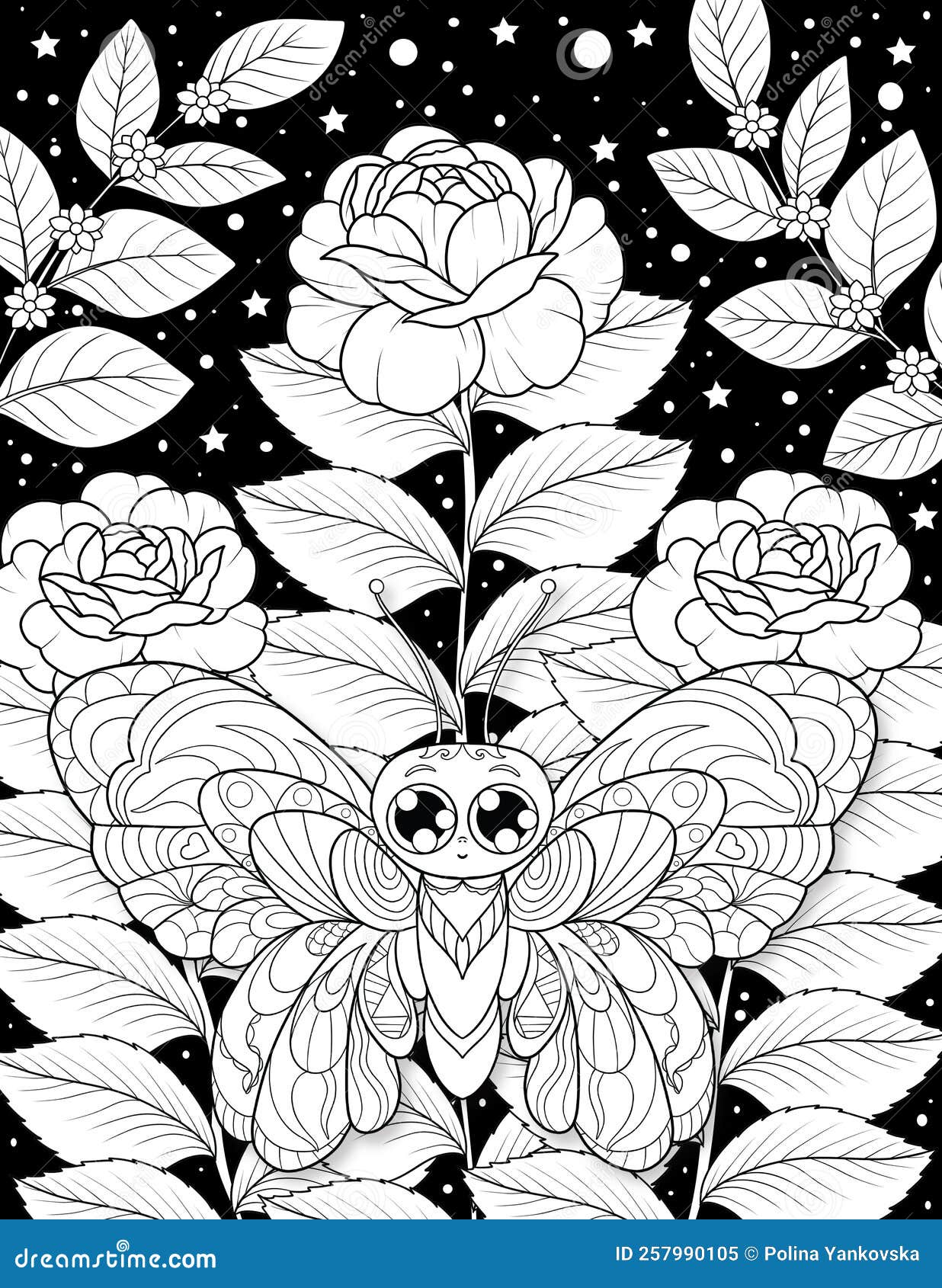 Midnight Bugs Insects Coloring Page For Adult Royalty-Free Stock ...