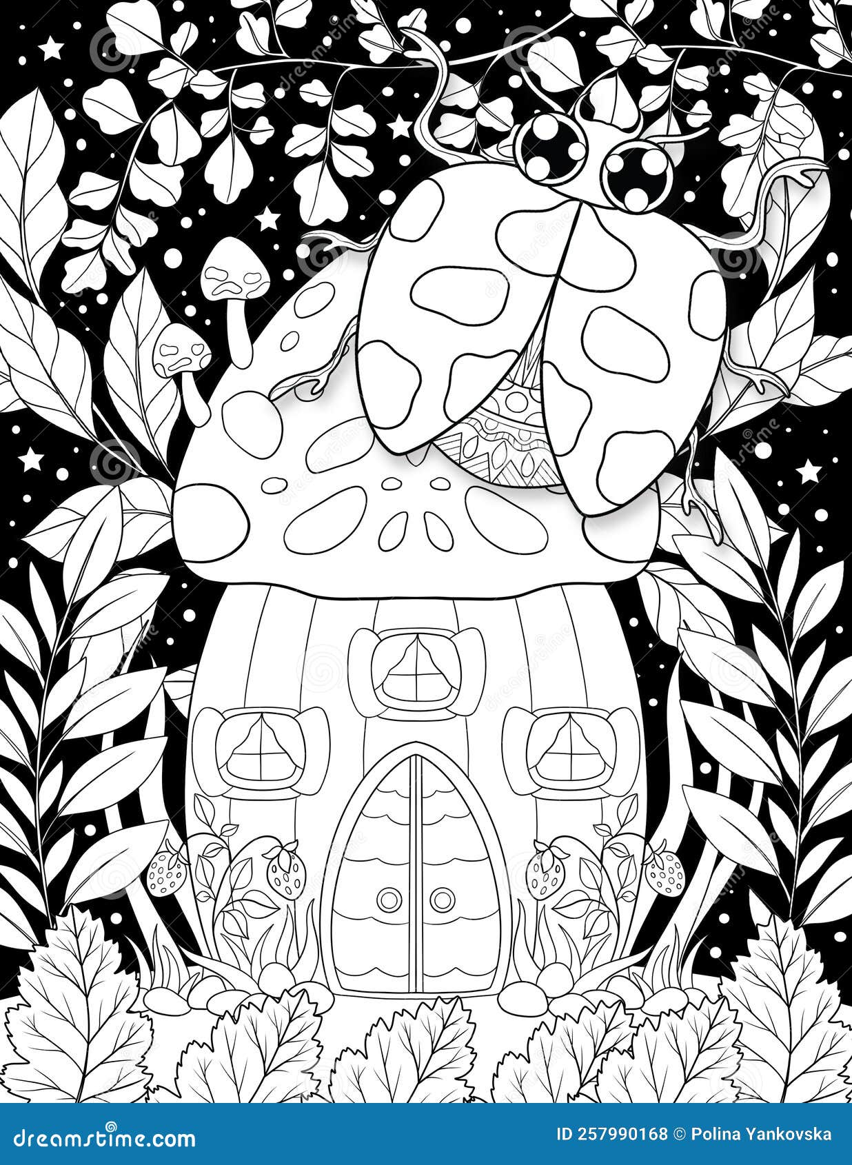 Midnight Bugs Insects Coloring Page For Adult Royalty-Free Stock Photo ...