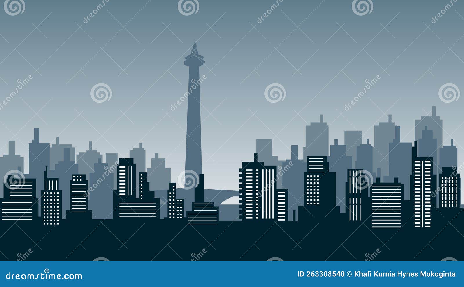 Midnight in the City Vector Background of Buildings Around the High ...