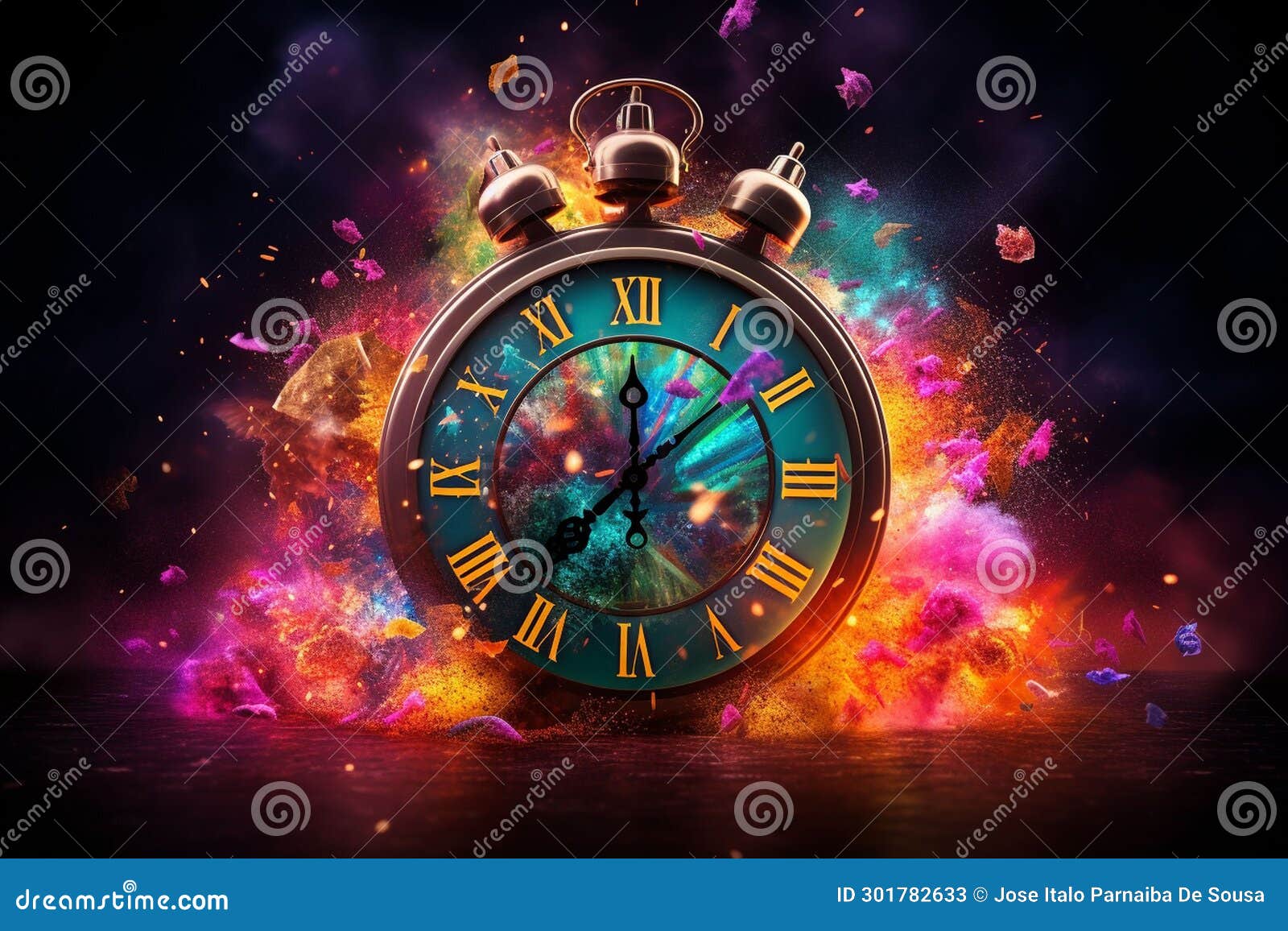 Midnight Clock New Year's Eve Sketch Cartoon Vector | CartoonDealer.com ...