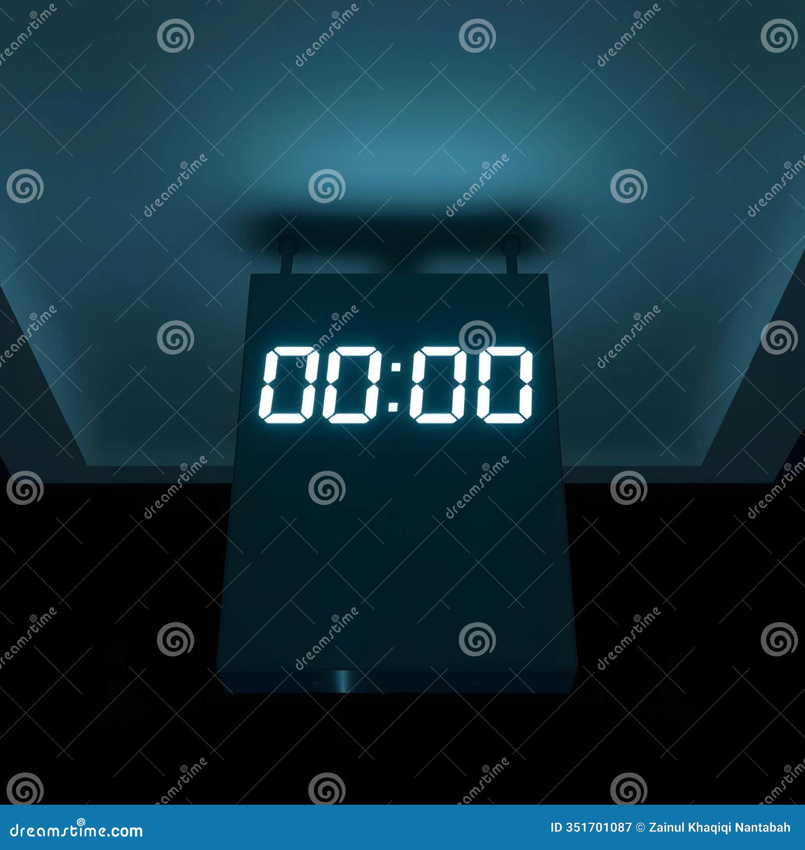 Midnight Digital Clock with Blue Light Against a Dark Background: Reset ...