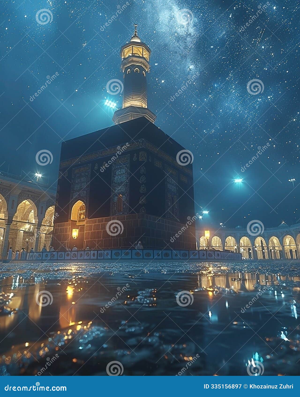 Midnight Empty Kaaba View with Background Full of Stars in the Sky with ...