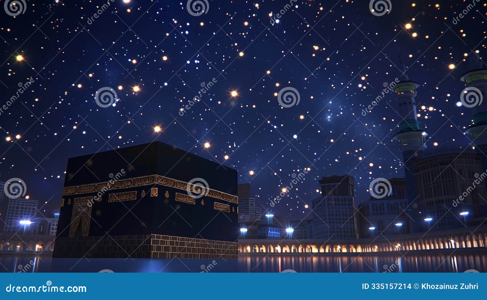 Midnight Empty Kaaba View with Background Full of Stars in the Sky with ...