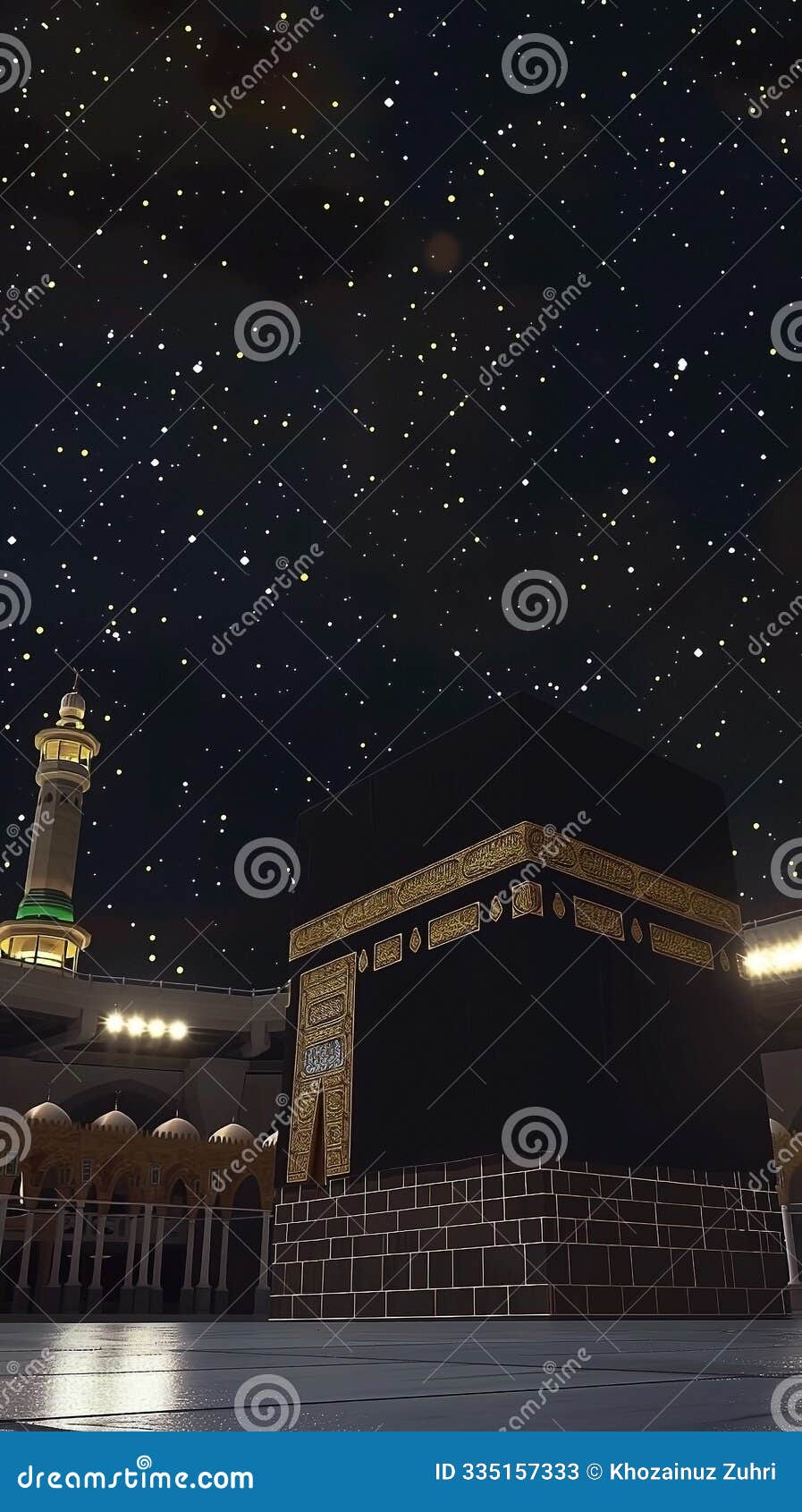 Midnight Empty Kaaba View with Background Full of Stars in the Sky with ...