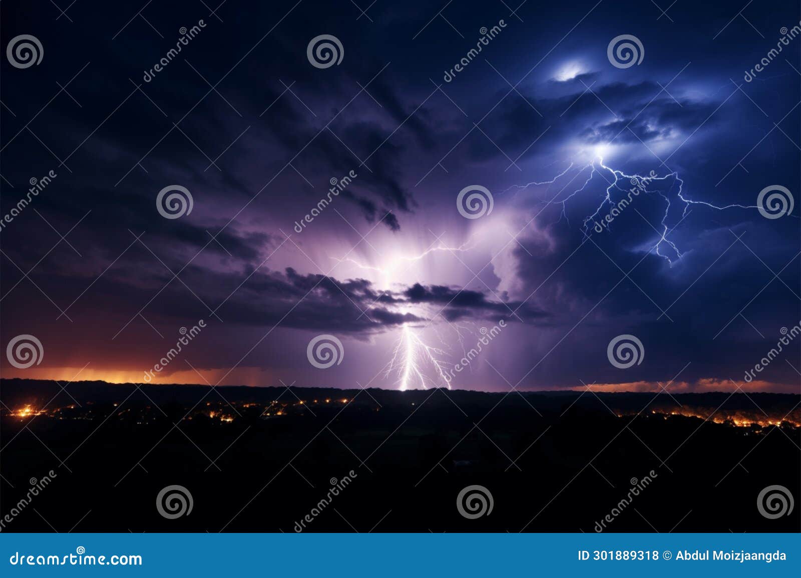 Midnight Flash Lightning at Night Creates a Dramatic and Luminous ...