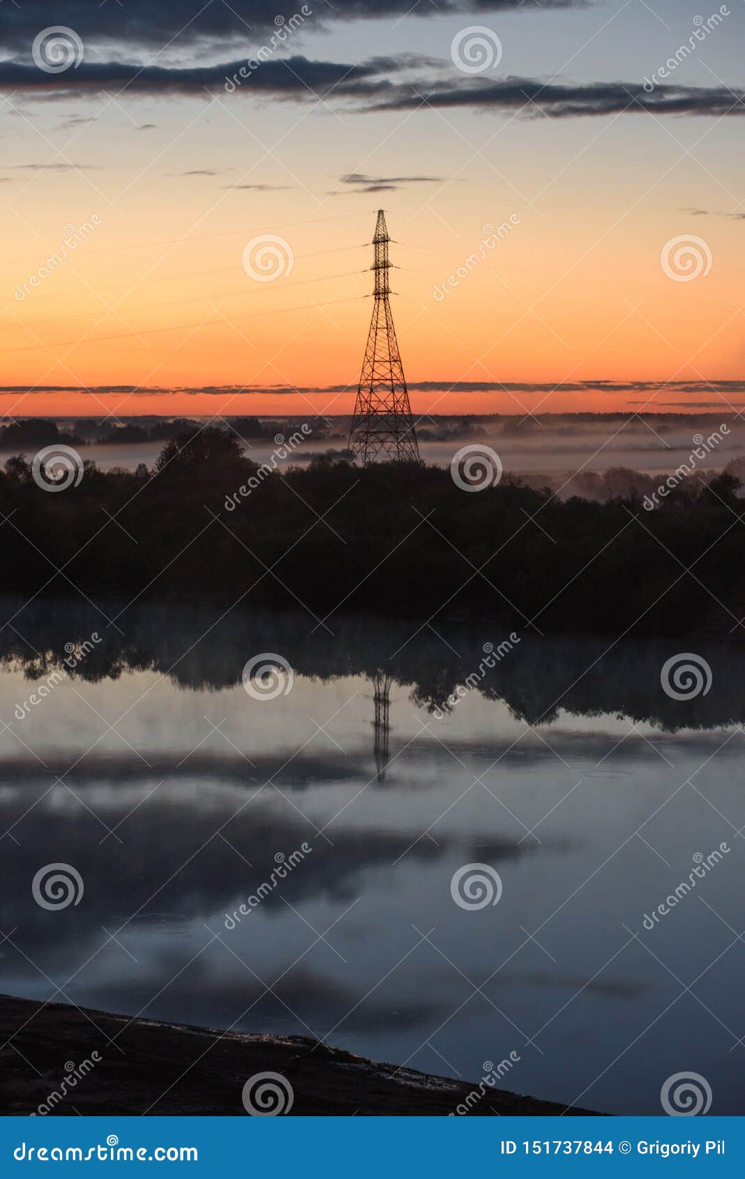 Midnight fog stock photo. Image of landscape, background - 151737844