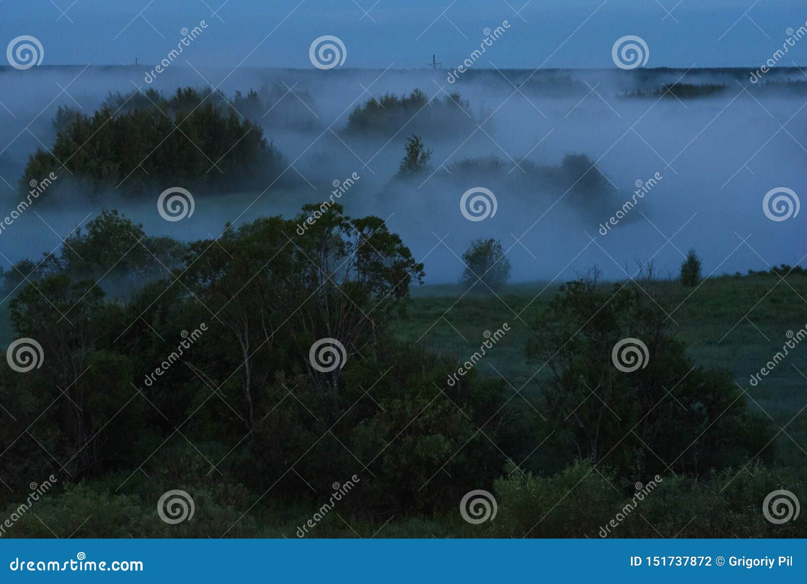 Midnight fog stock photo. Image of field, color, beauty - 151737872