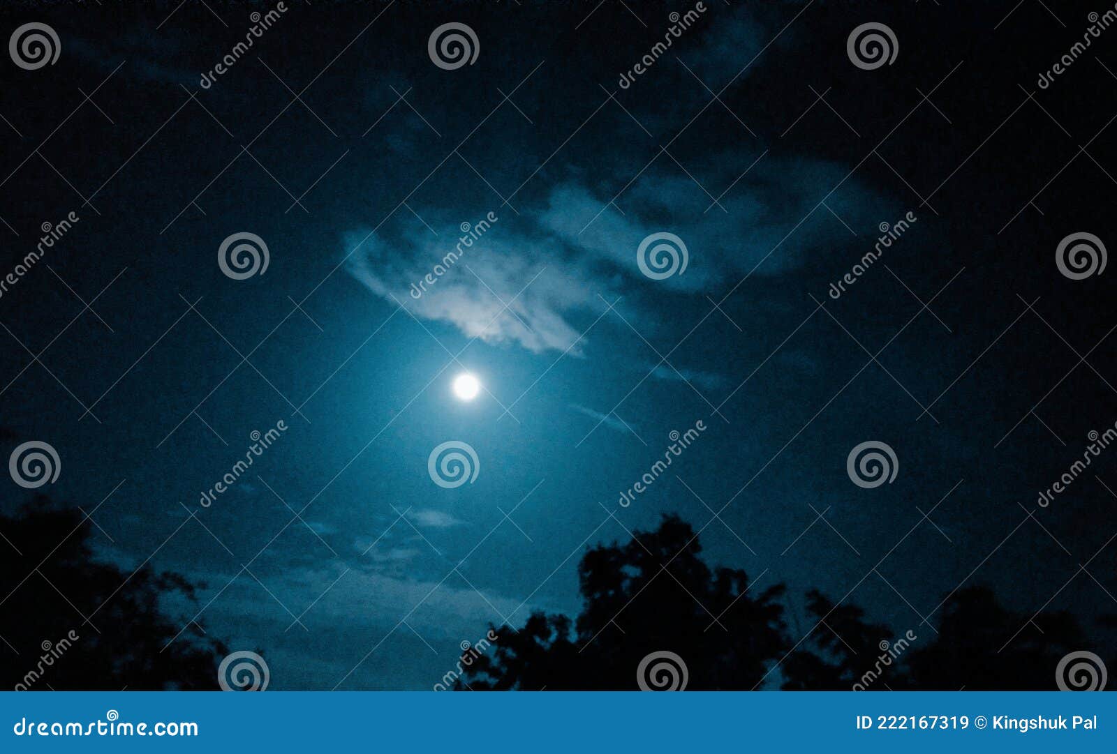 Midnight Full Moon Light ,Dark- Blue Background Stock Image - Image of ...