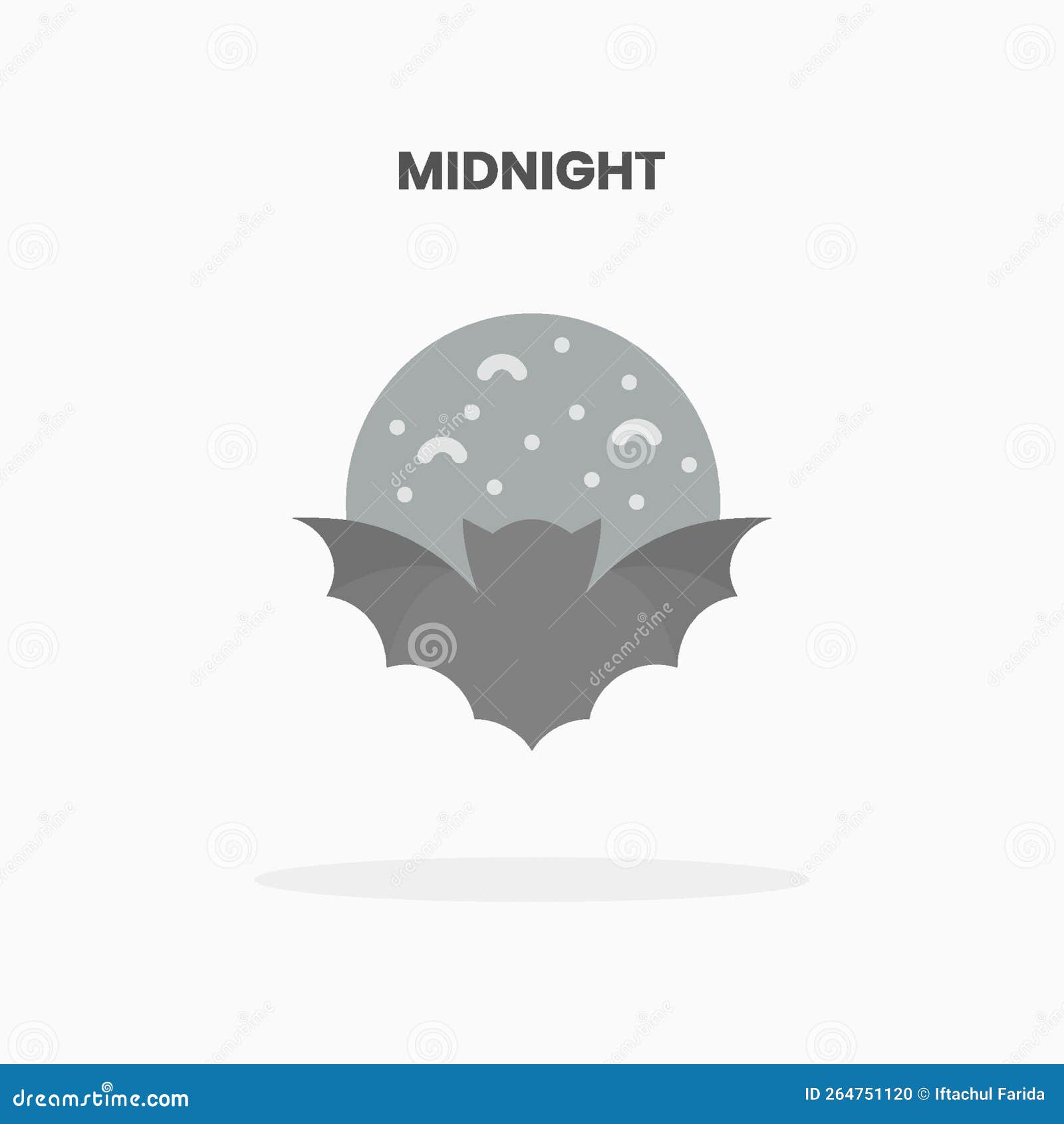 Midnight icon flat stock vector. Illustration of witch - 264751120