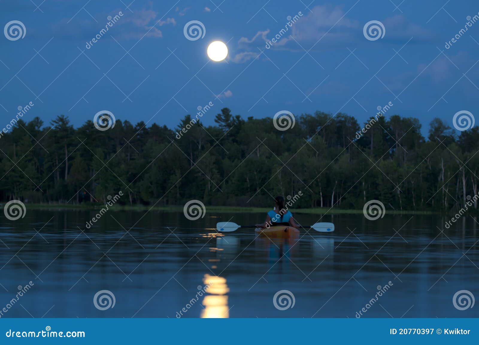Midnight Kayaking stock image. Image of kayak, paddling - 20770397