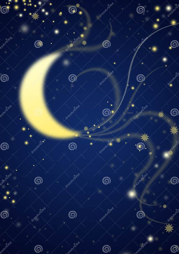 Midnight moon in stardust stock illustration. Illustration of cycle ...