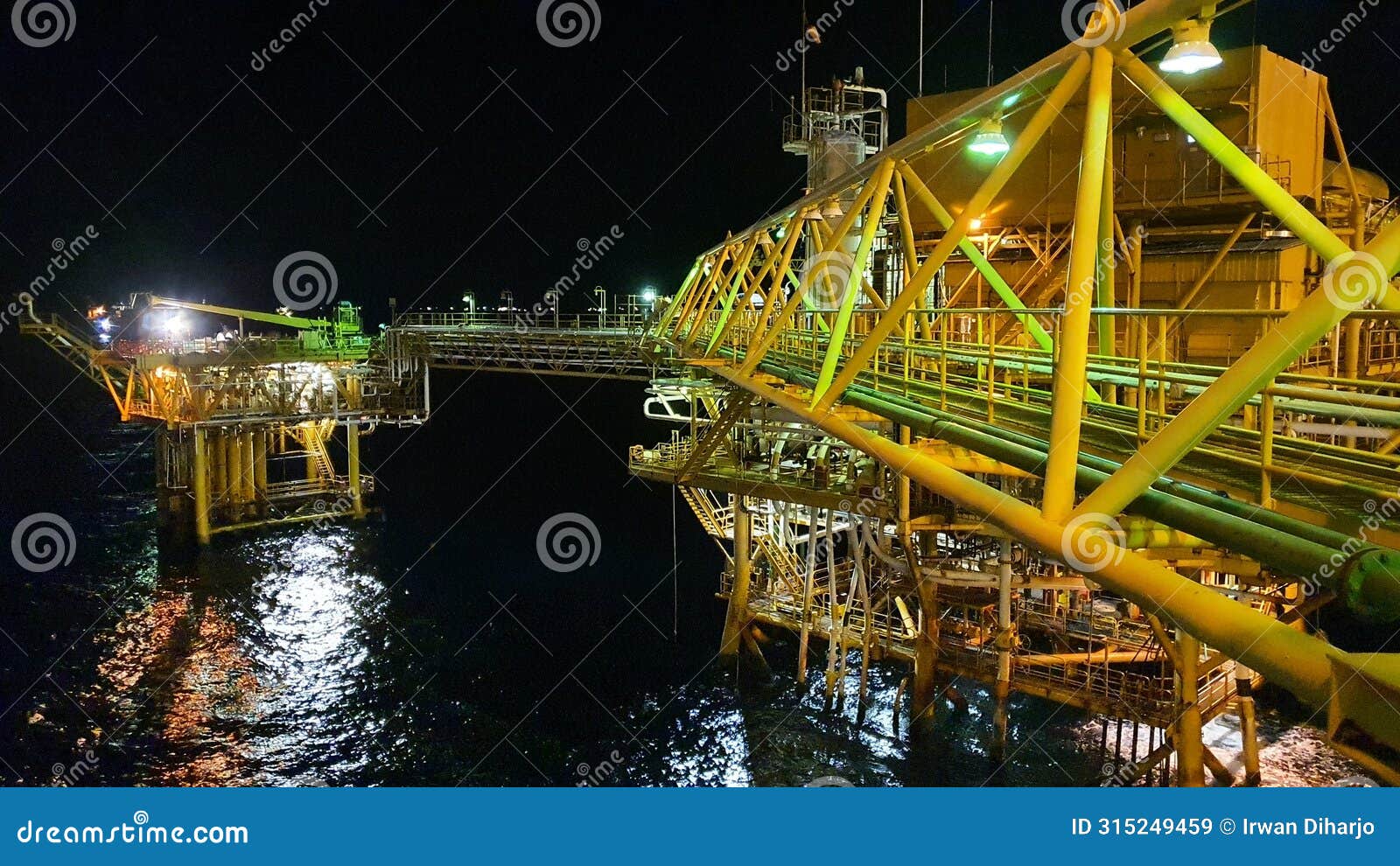 Midnight at Platform Rig Offshore Stock Image - Image of midnight ...