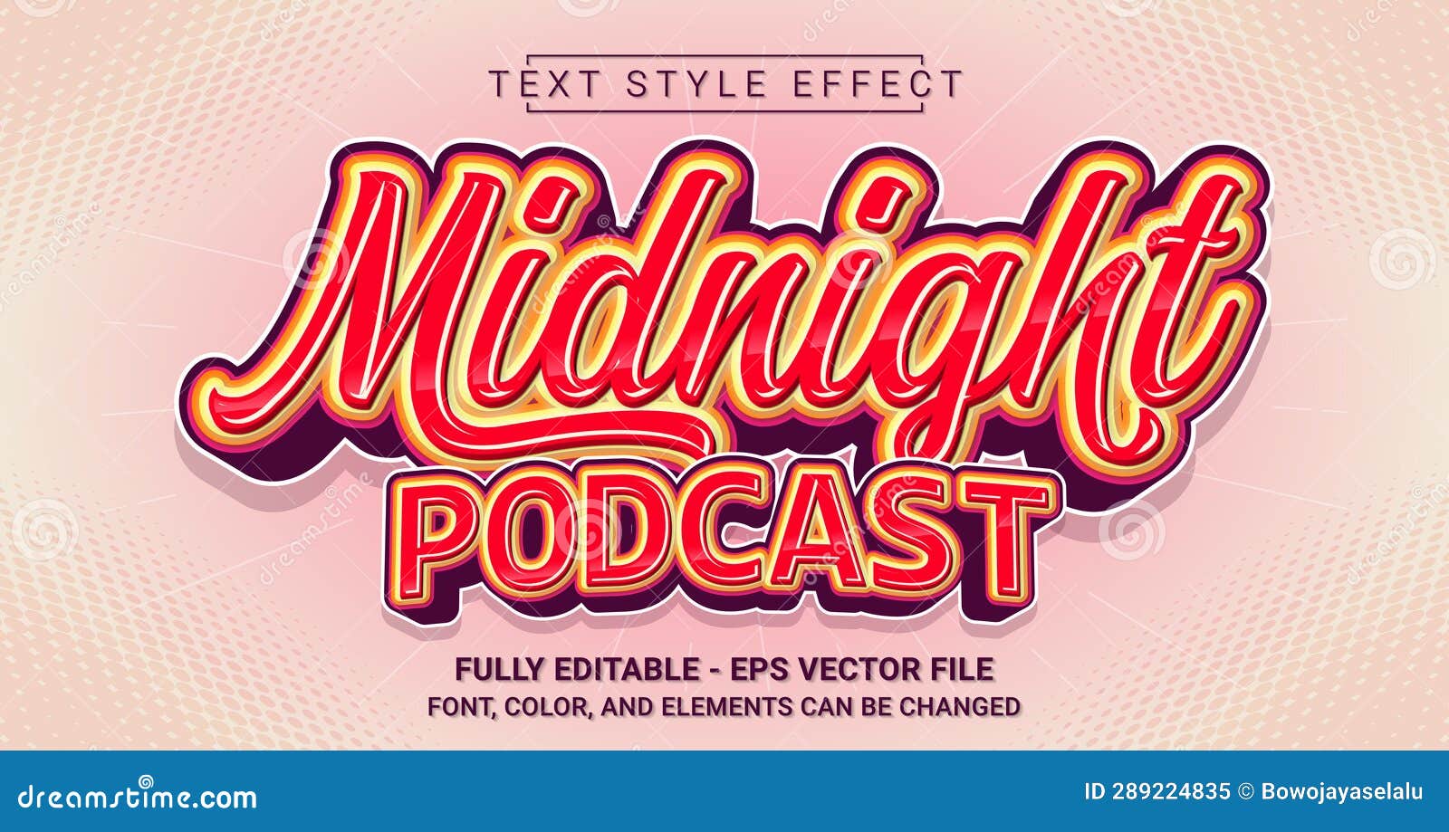Midnight Podcast Text Style Effect. Editable Graphic Text Template ...