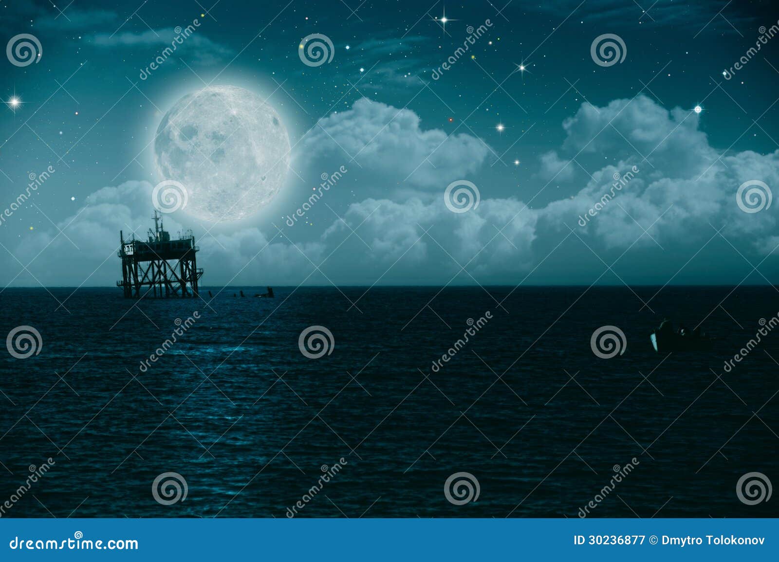 Midnight on the sea stock image. Image of abyss, deep - 30236877