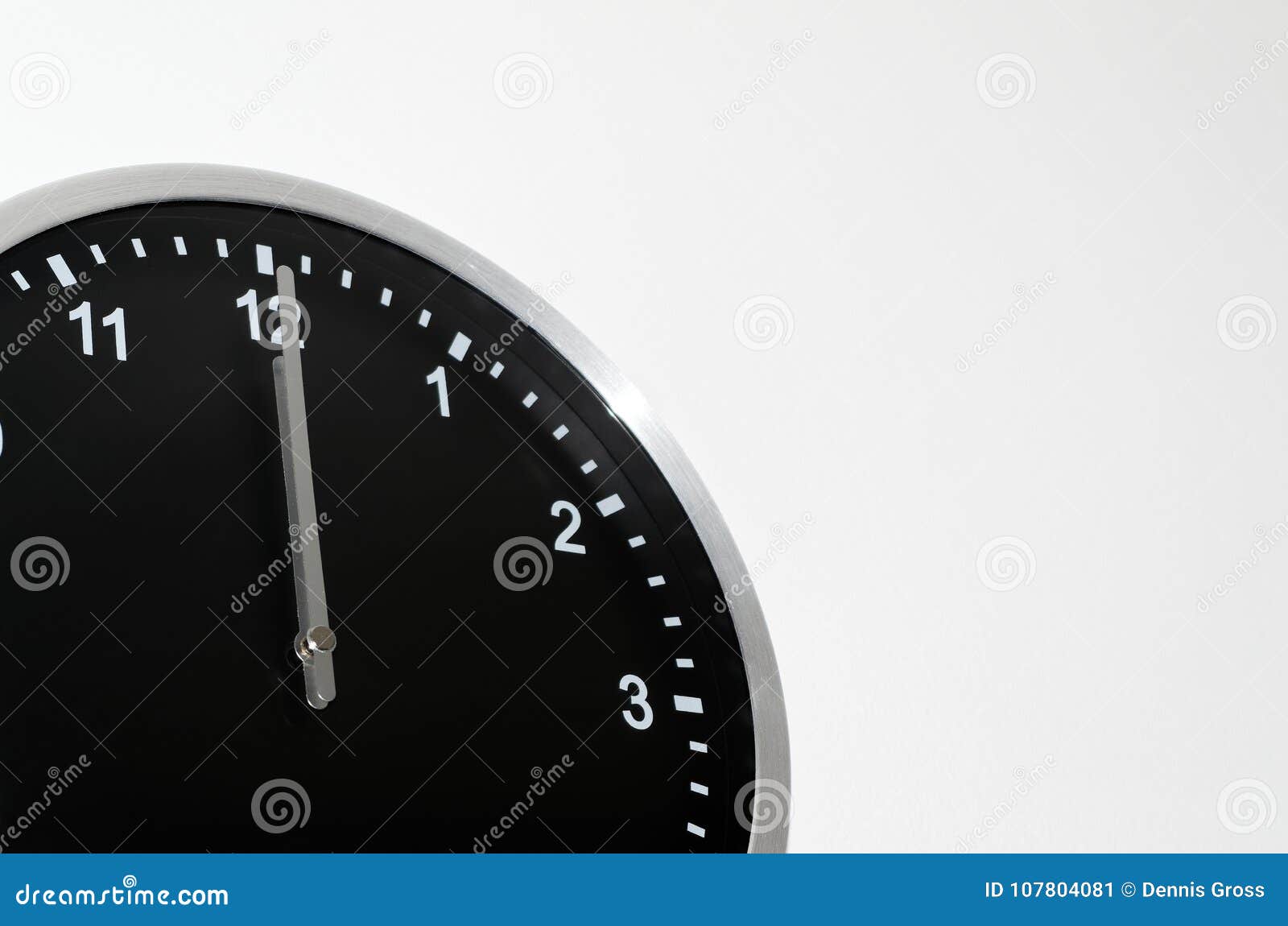 Midnight Setting on the Black Wall Clock Stock Image - Image of minute ...