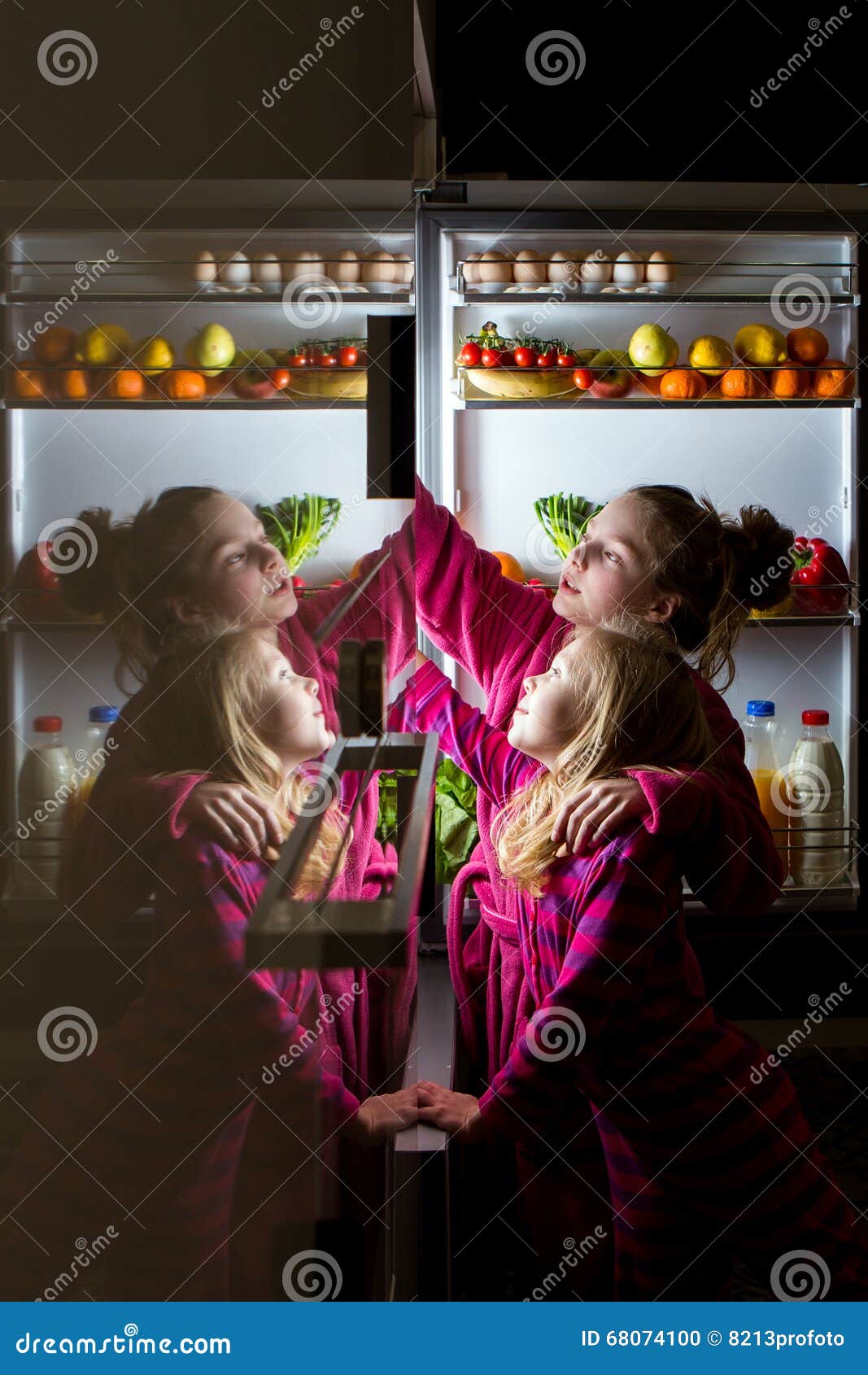 Midnight Snack, Looking into Fridge Stock Photo - Image of food, fresh ...