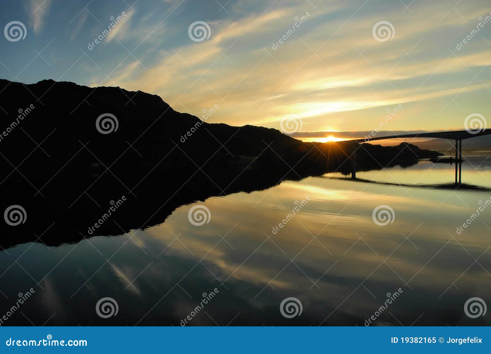 Midnight sun stock image. Image of nature, bridge, mirror - 19382165
