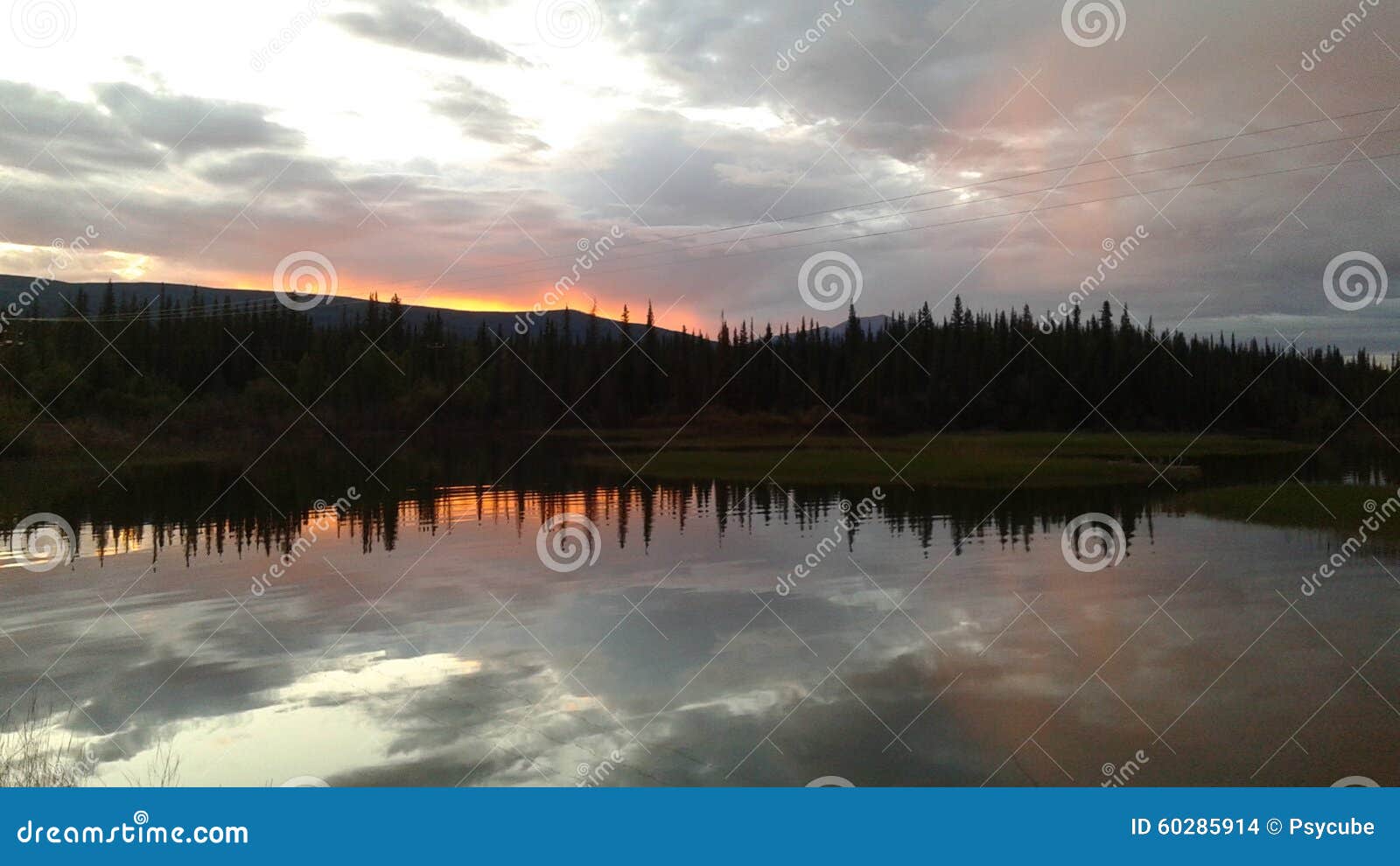 Midnight sunset stock photo. Image of lake, minto, keno - 60285914