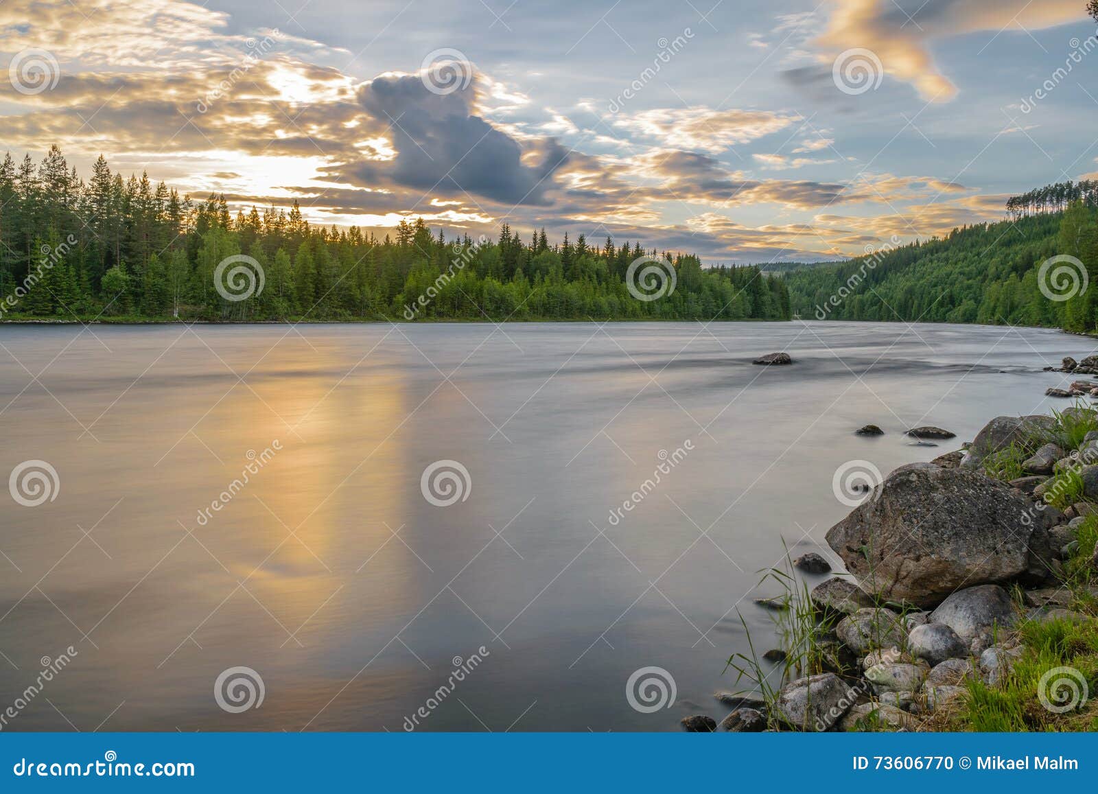 Midnight sunset stock photo. Image of swedish, midsummer - 73606770