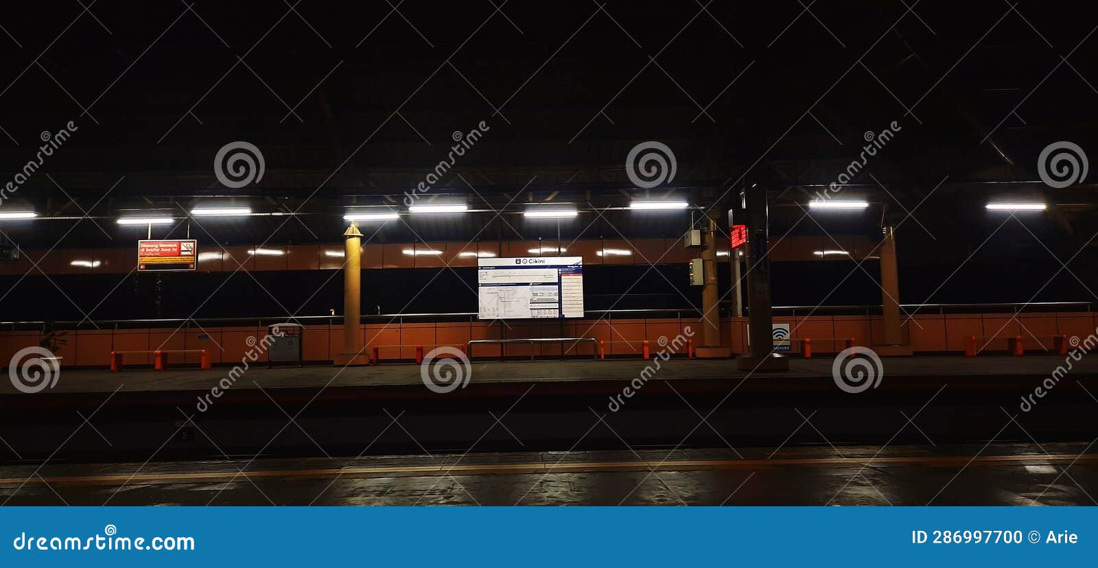 Midnight Train Station Scene Stock Photo - Image of commuter, station: 286997700