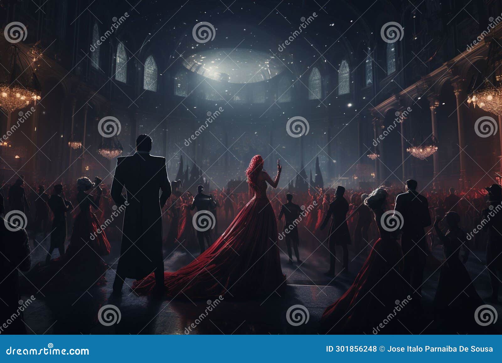 Midnight Vampire Ball Vampires Dancing at a Stock Illustration ...