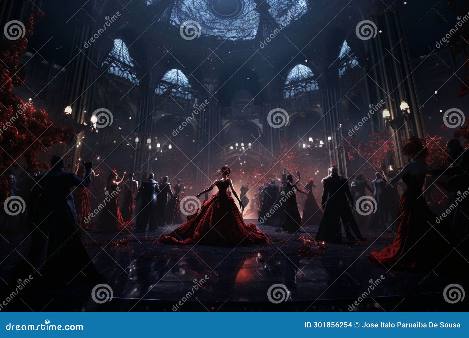Midnight Vampire Ball Vampires Dancing at a Stock Illustration ...