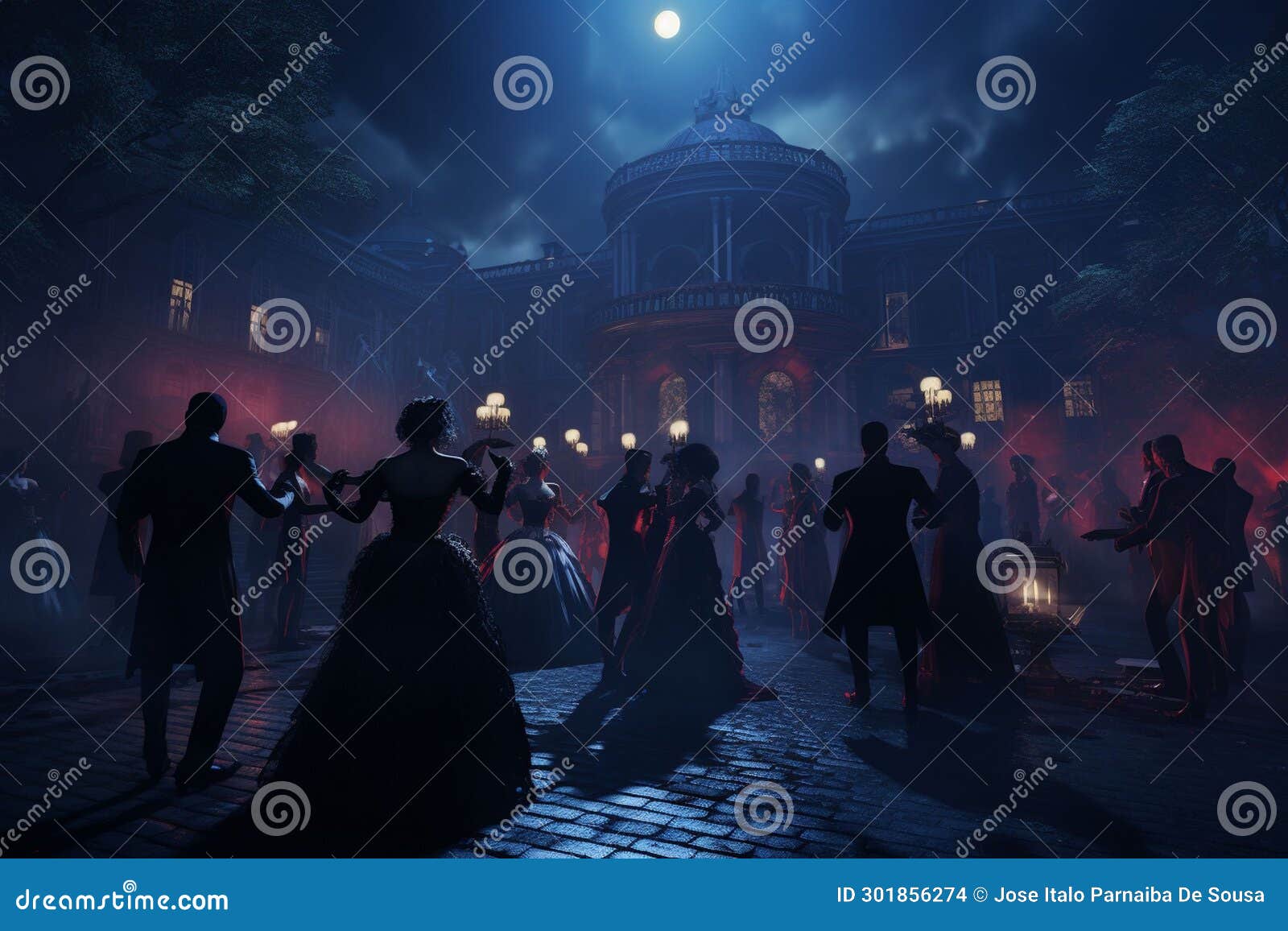 Midnight Vampire Ball Vampires Dancing at a Stock Illustration ...