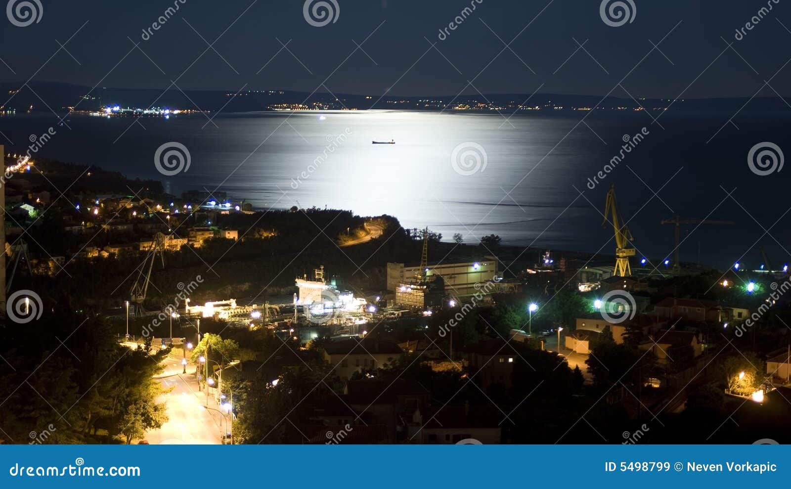 Midnight View of Kvarner Bay Stock Image - Image of darkness, dusk: 5498799