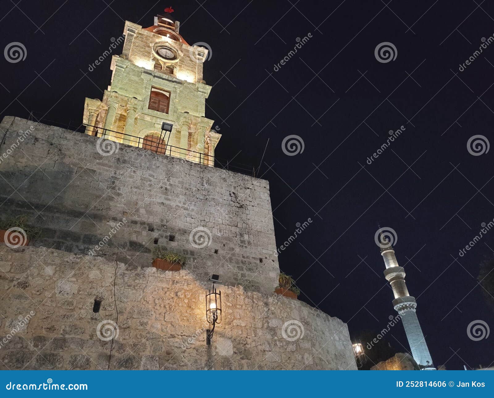 Midnight View of the Midnight Clock Tower and the Mosque of Suleiman ...
