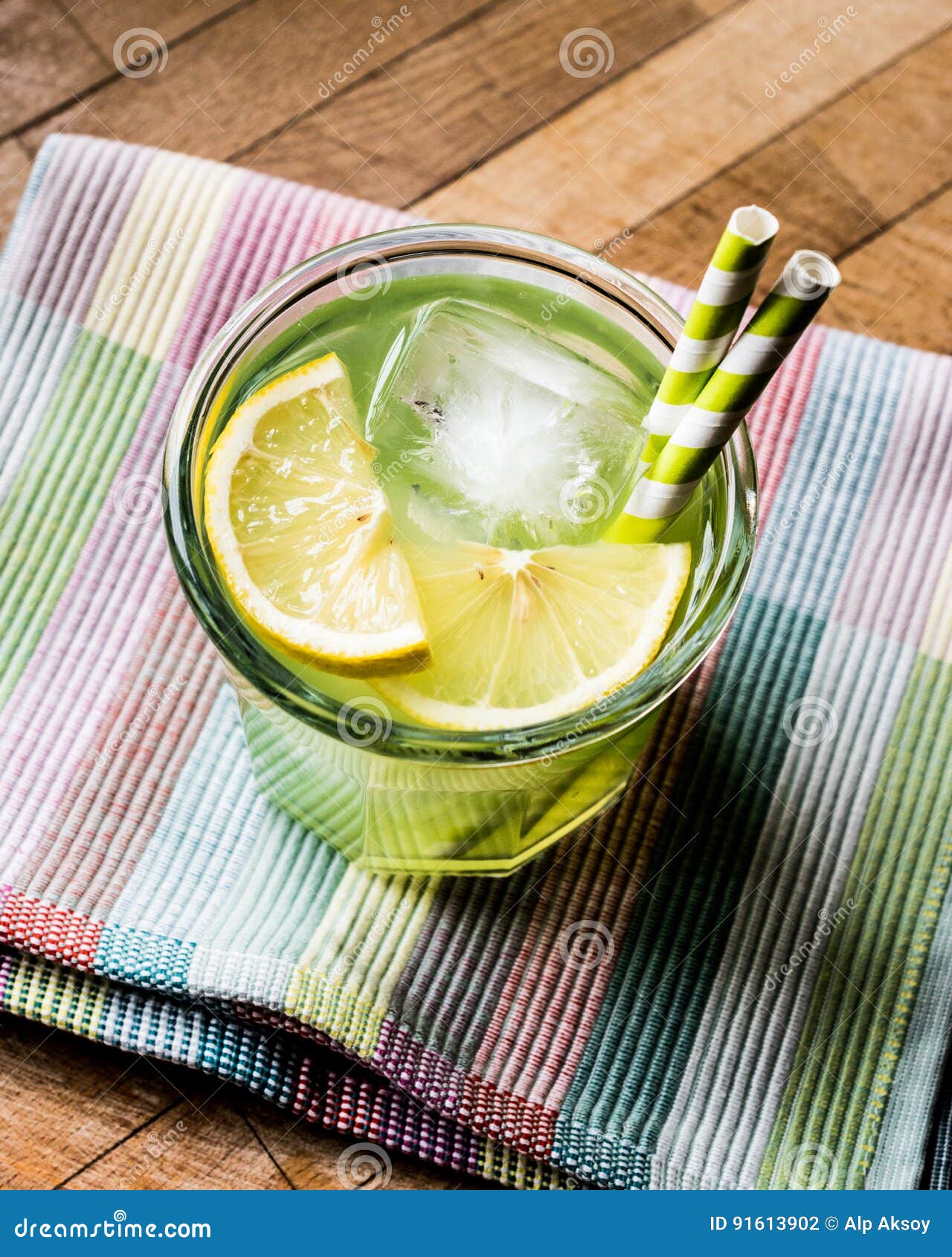 Midori Sour Cocktail with Ice and Lemon. Stock Photo - Image of juice ...