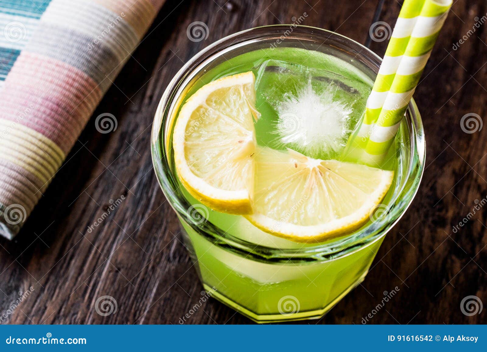 Midori Sour Cocktail with Ice and Lemon. Stock Photo - Image of drink ...