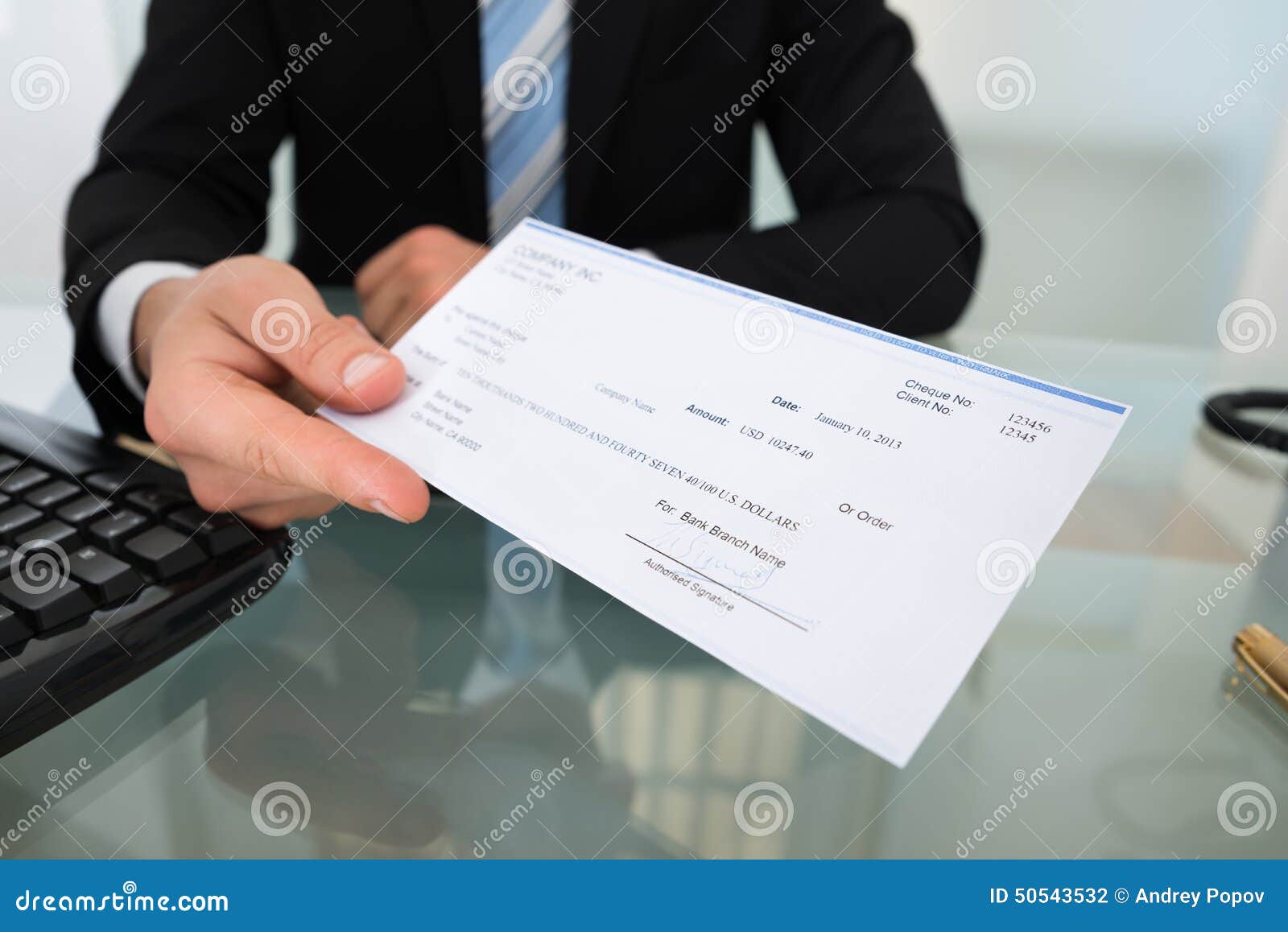 Midsection of Businessman Giving Cheque Stock Photo - Image of advisor ...