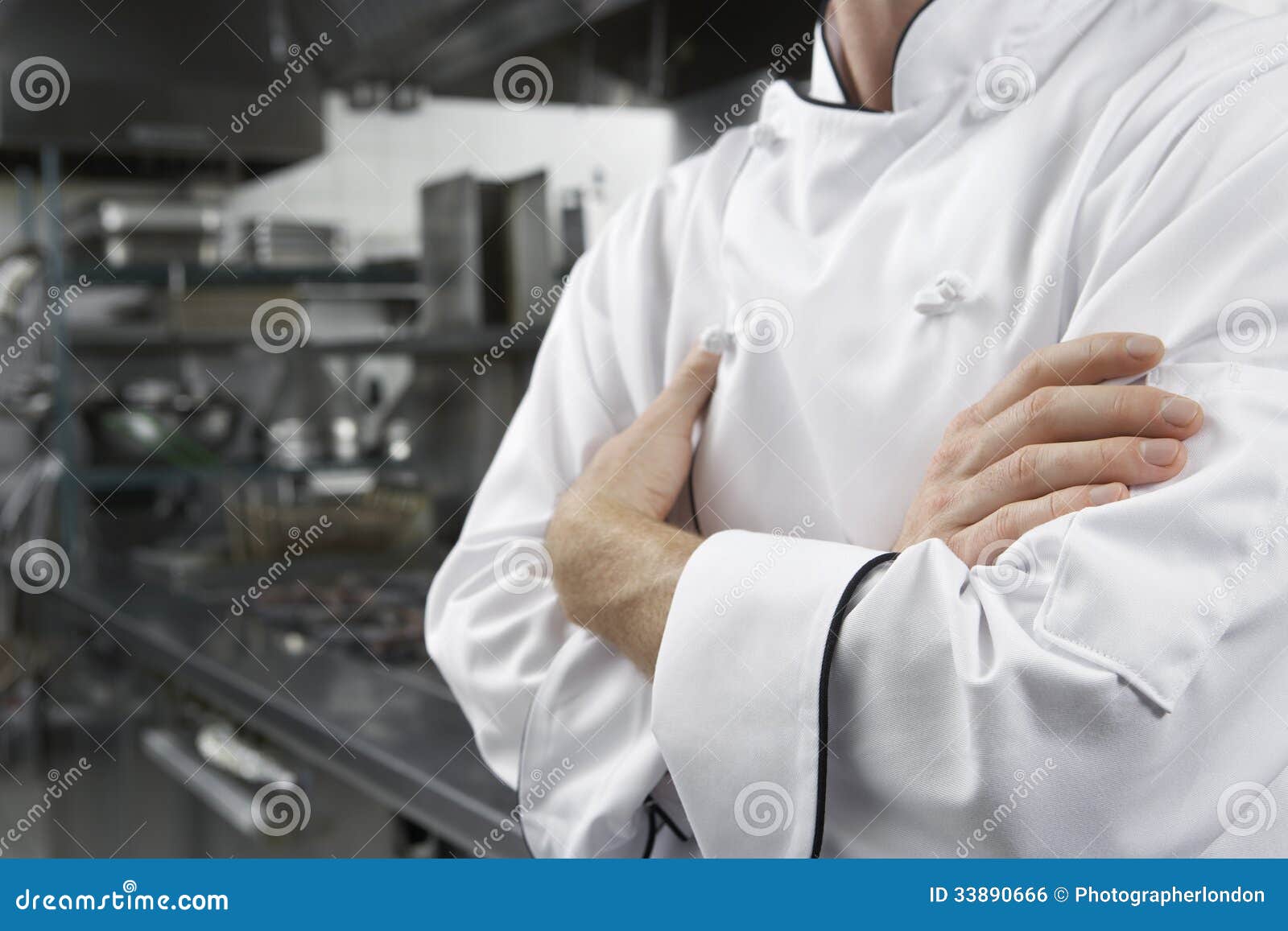 Midsection of Chef with Arms Crossed Stock Photo - Image of occupation ...