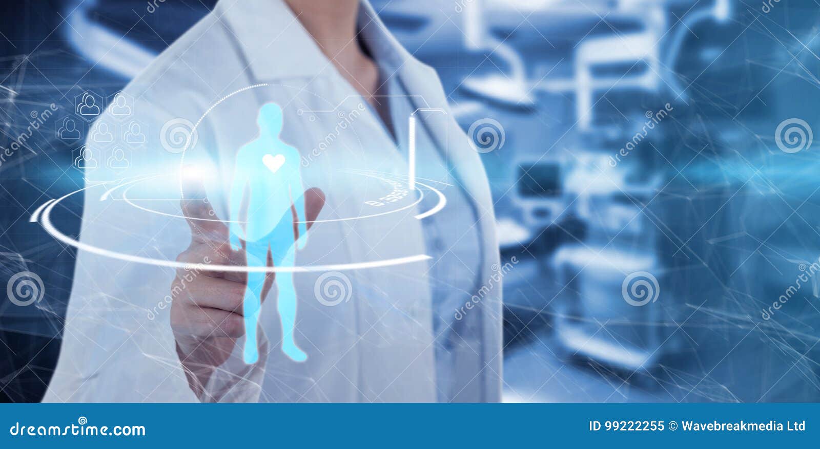 Composite Image of Midsection of Female Doctor Using Digital Screen ...