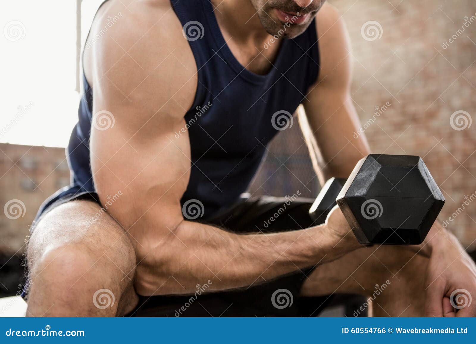 Midsection of a Man Lifting Dumbbell Stock Photo - Image of ...