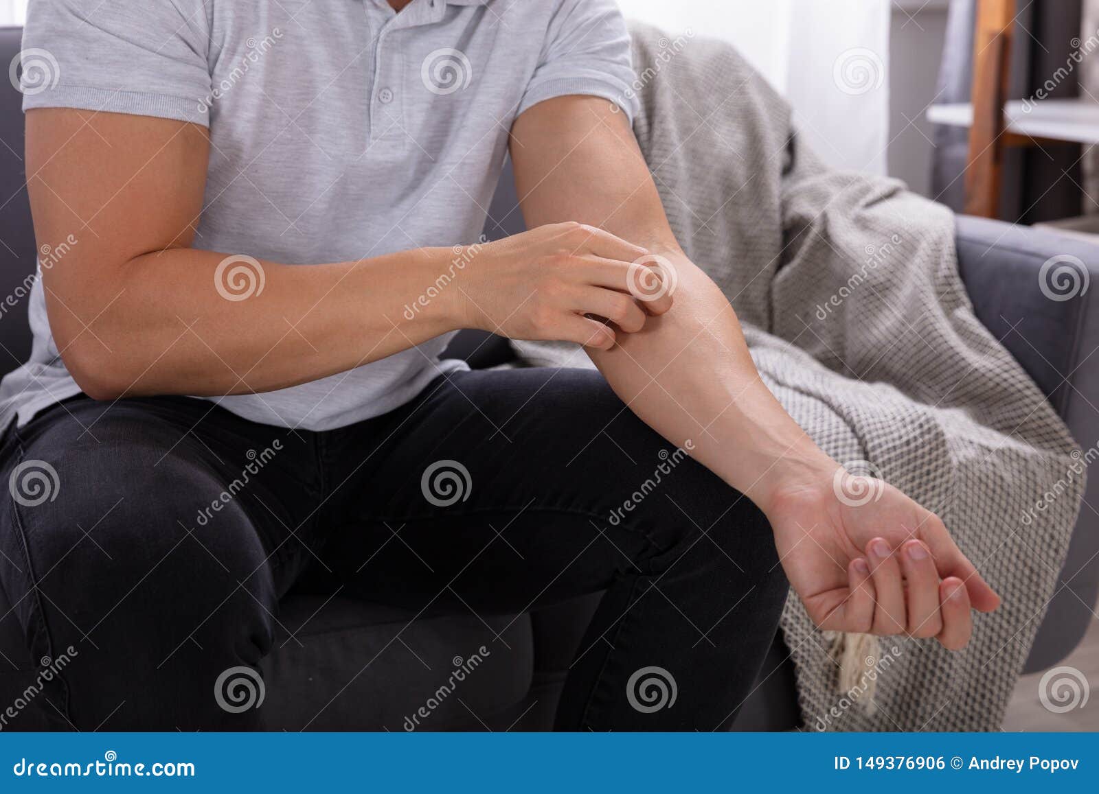 Man Suffering from Itching stock photo. Image of people - 149376906