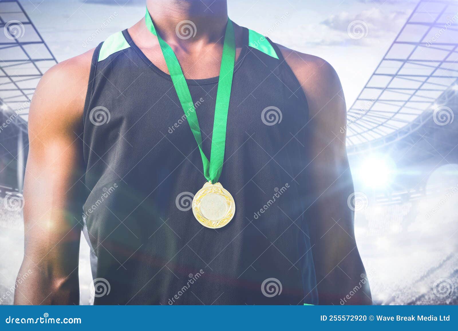 Midsection of Winner Standing at Stadium Stock Photo - Image of ...