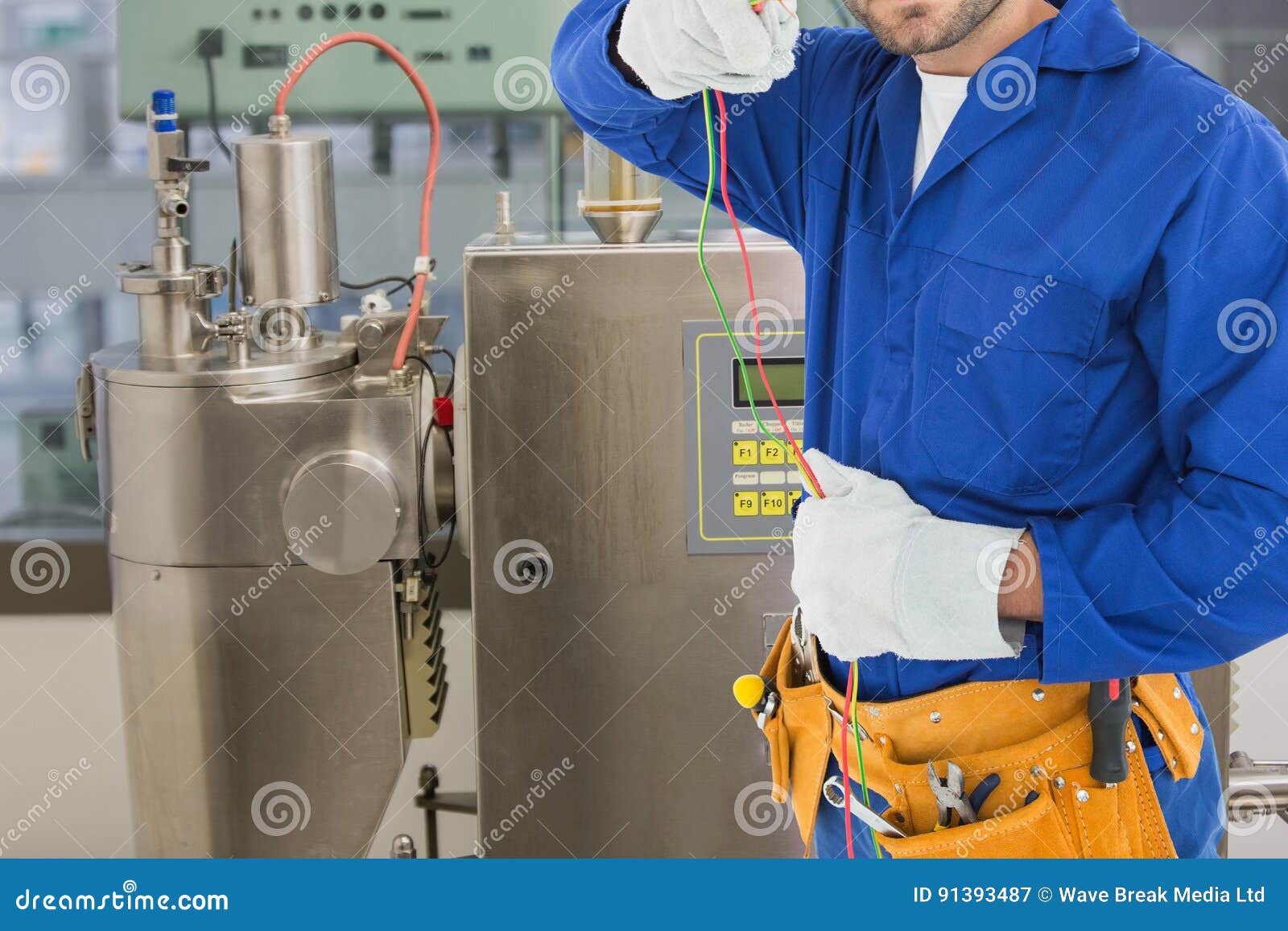 Midsection of Worker Working in Workshop Stock Image - Image of ...
