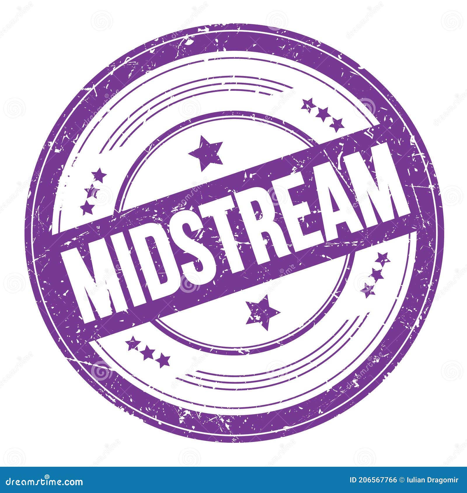 MIDSTREAM Text on Violet Indigo Round Grungy Stamp Stock Illustration ...