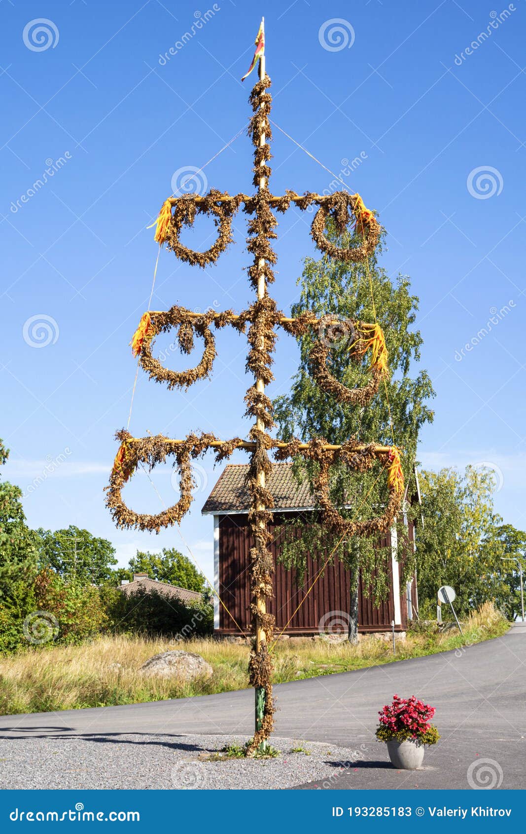 Midsummer Maypole in Bromarv Village Stock Image - Image of countryside ...